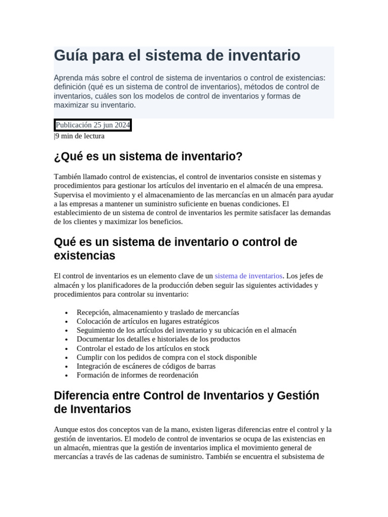 Guía para el sistema de inventario (2) | PDF