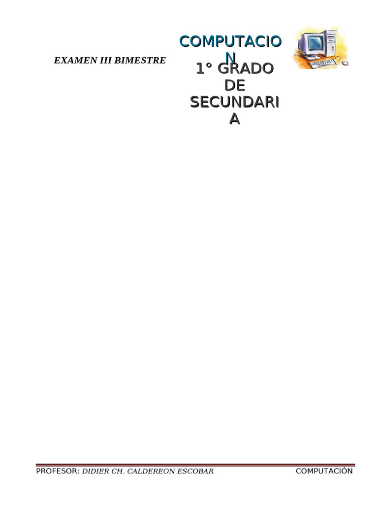 60072257-EXAMEN-1ero-Secundaria | PDF