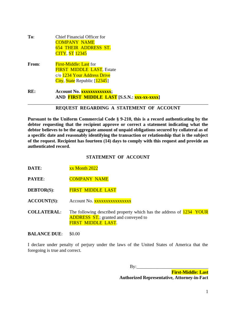 Statement of Account Template | PDF