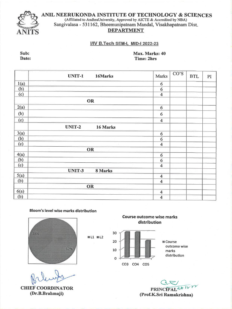 1st Year Model Paper | PDF