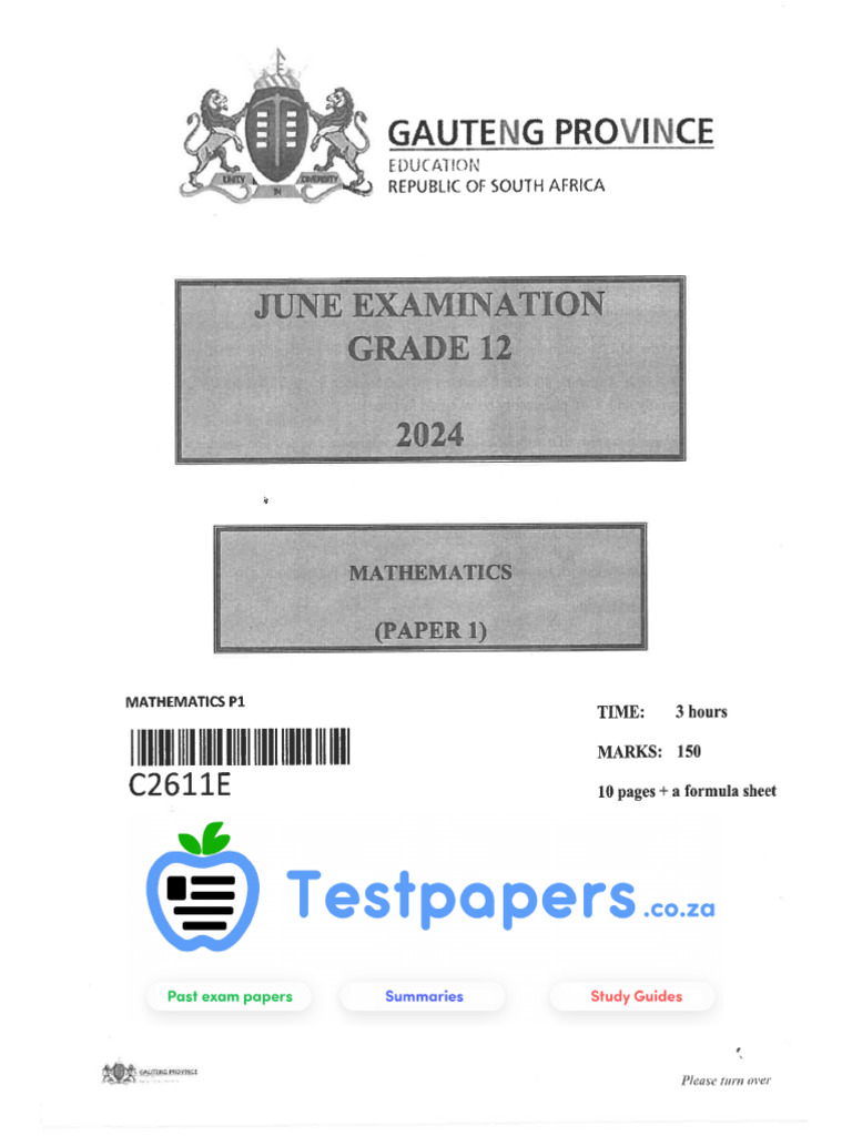 Mathematics Maths P1 Qp May June 2024 Gauteng Pdf