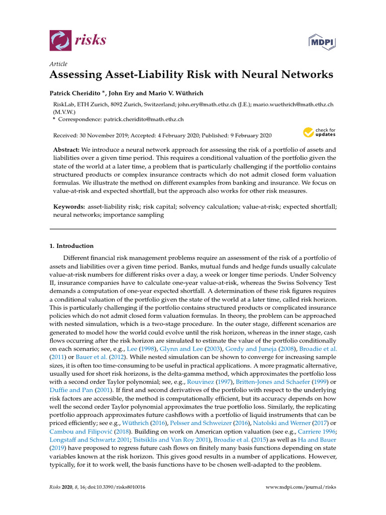 Assessing Asset-Liability Risk With Neural Network | PDF