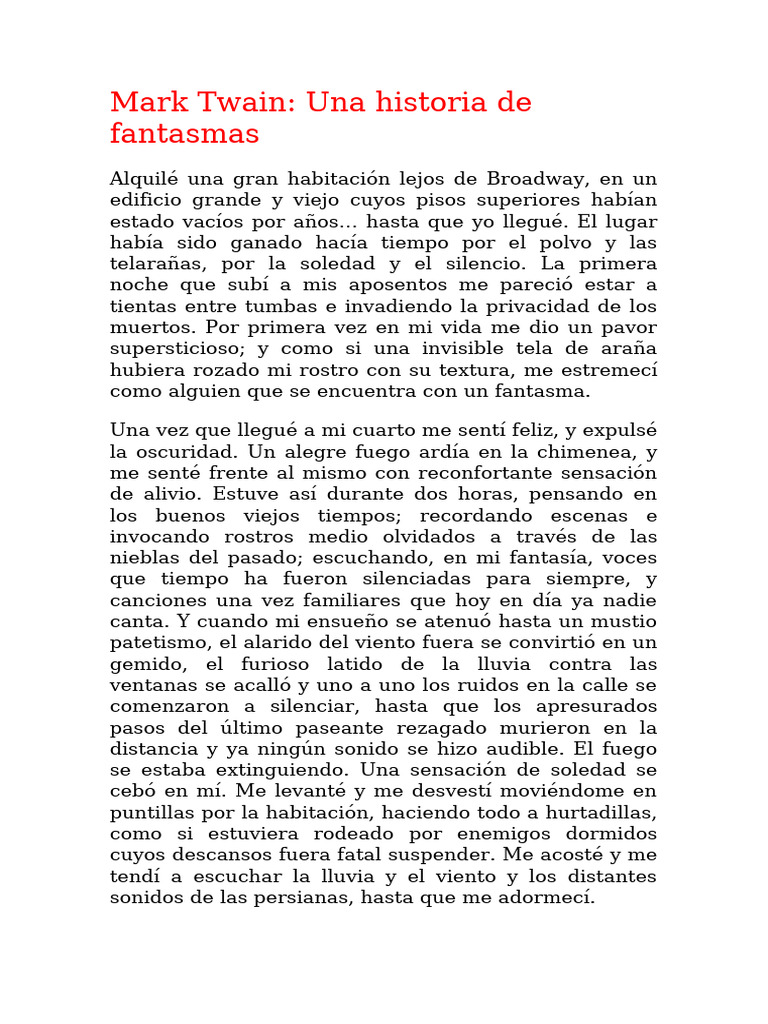 Mark Twain - Docx - Una Historia de Fantasmas | PDF