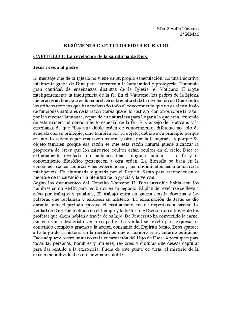 Fides Et Ratio Resumenes | PDF