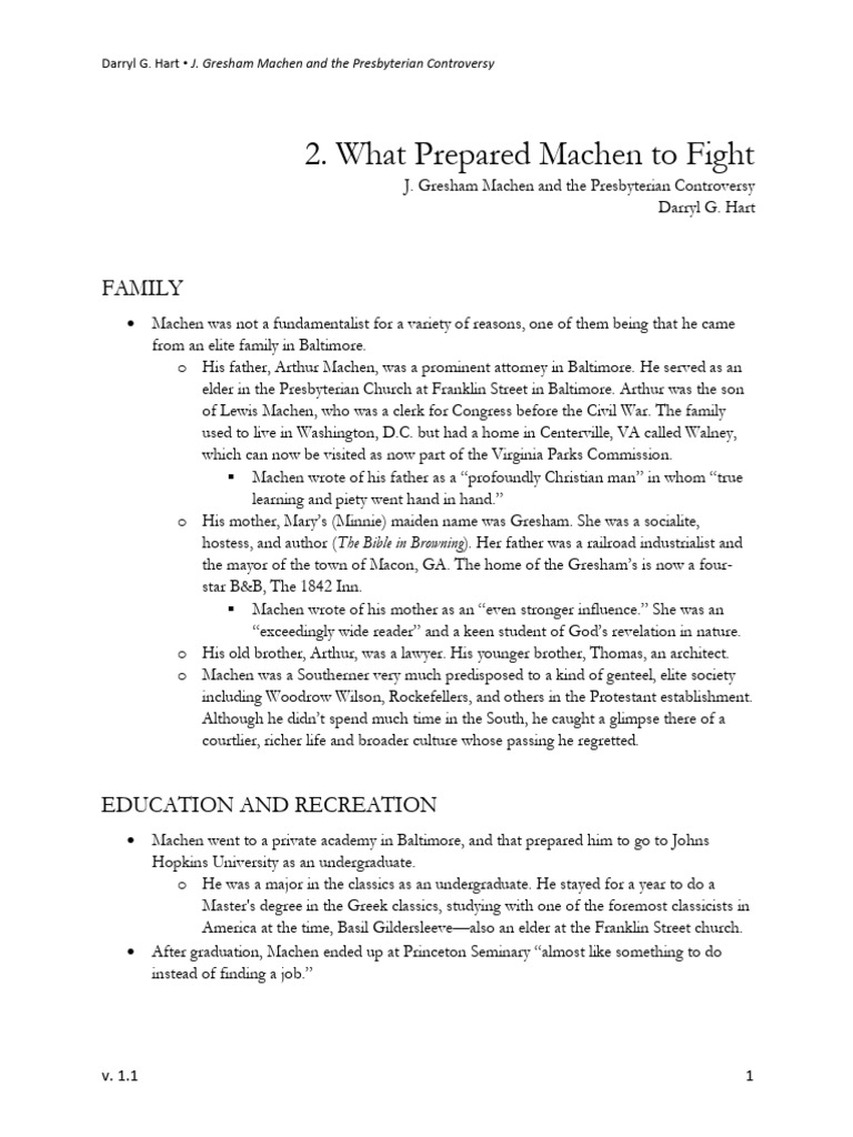 2-What Prepared Machen To Fight Handout | PDF