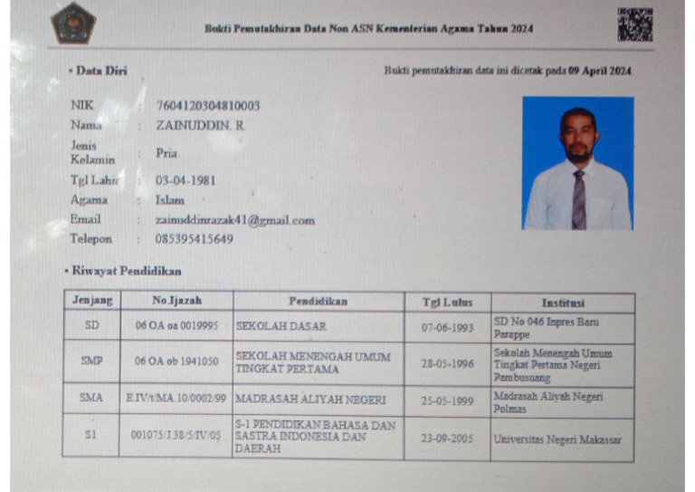 Bukti Pemuktahiran Data Zain 2024 | PDF