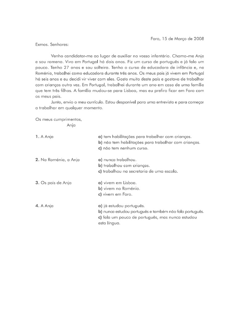 Teste Compr Escr B1 | PDF