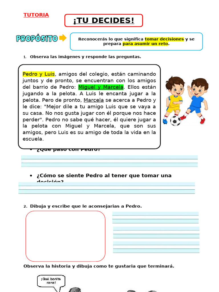 Ficha Tutoría Tu Decides | PDF