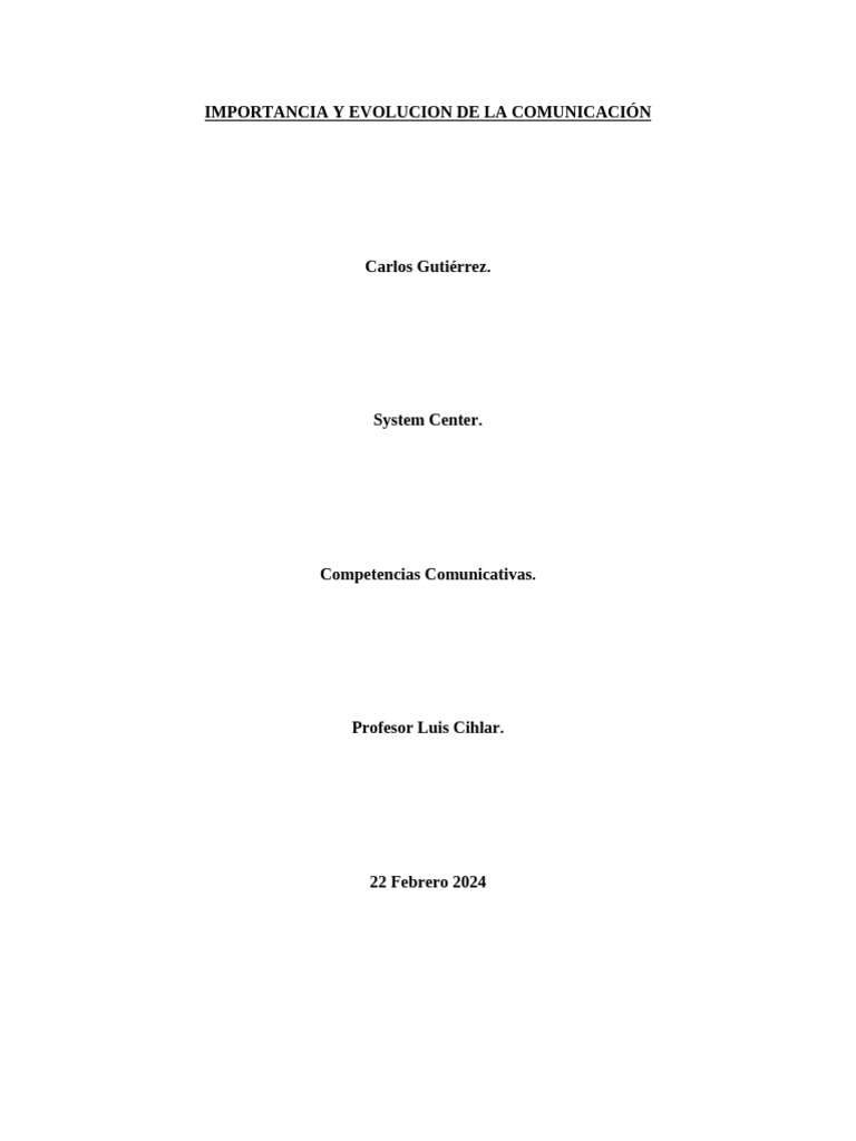 Importancia Y Evolucion De La Comunicacion Pdf