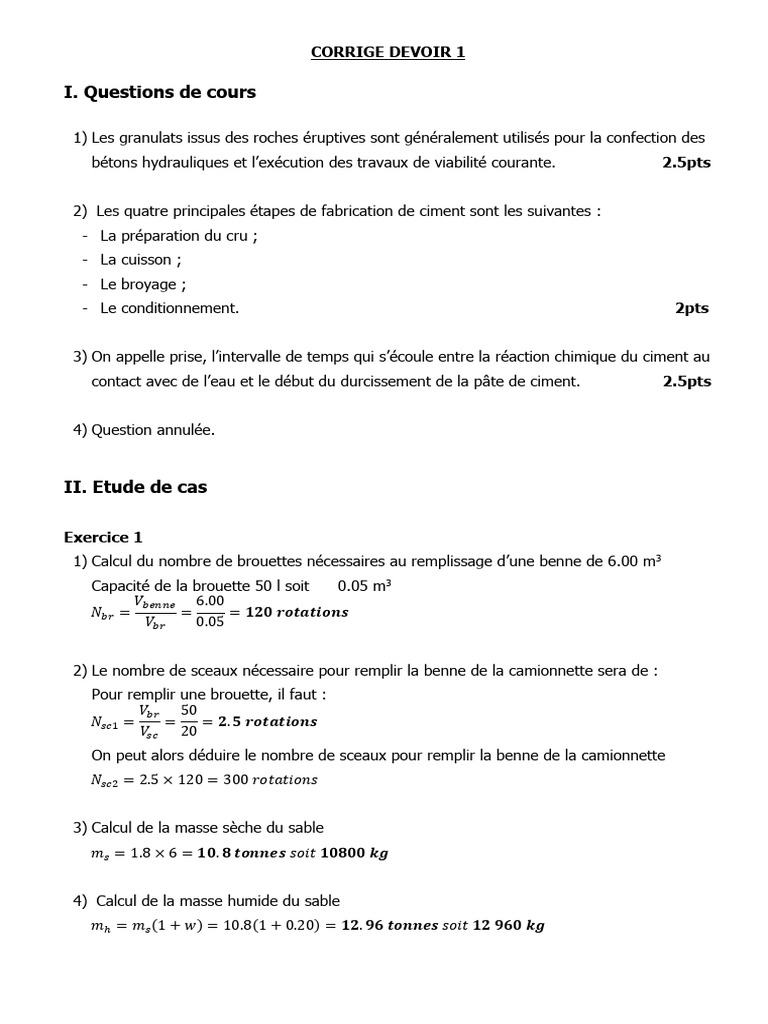 Corrige Devoir 1 | PDF