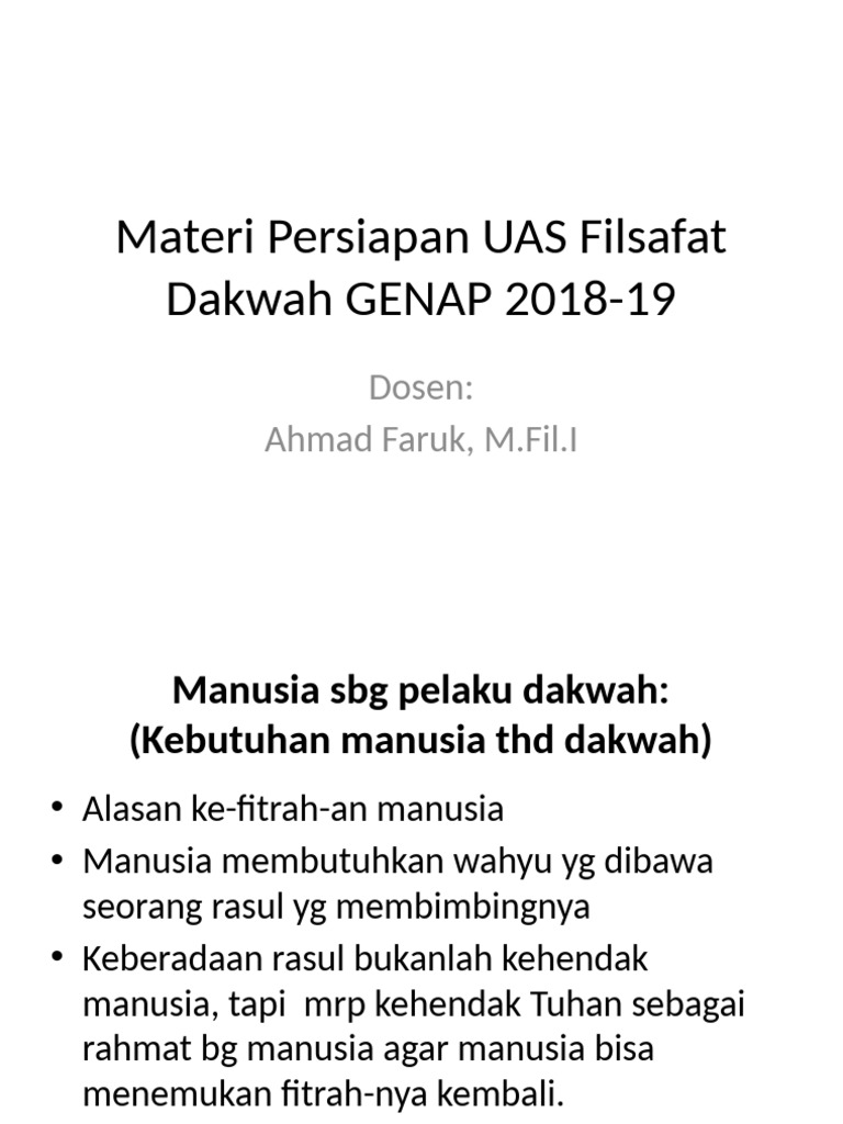 Materi Persiapan UAS Filsafat Dakwah GENAP 2019-20 | PDF