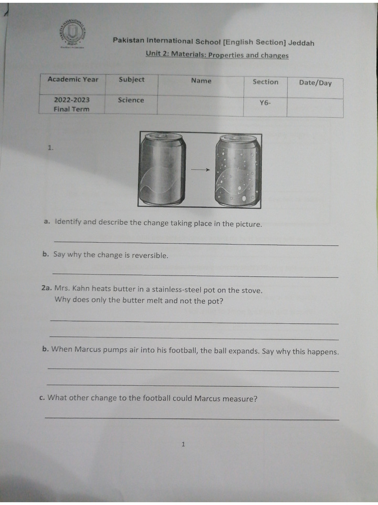 Unit 2 Review Sheet (Marking Scheme) | PDF