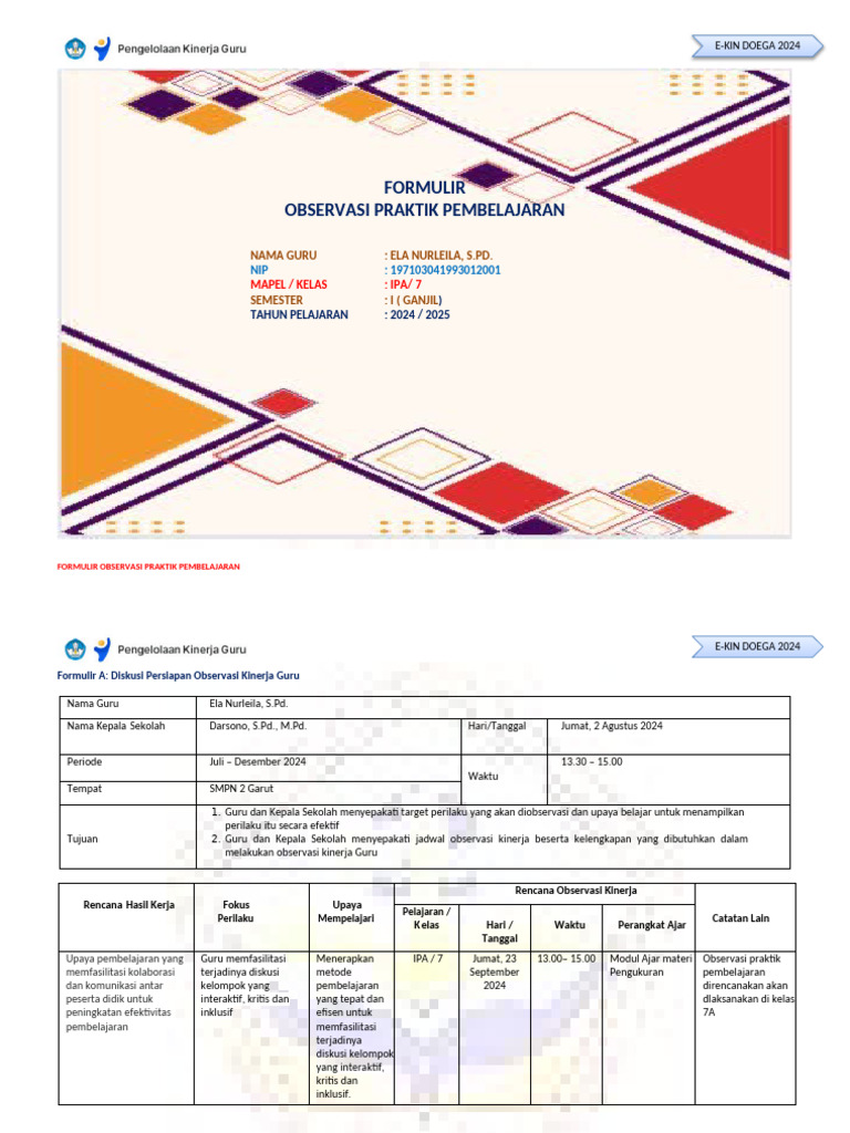 Form Observasi_Bu Ela | PDF