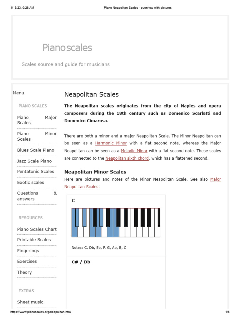 Piano Neapolitan Scales - Overview With Pictures | PDF