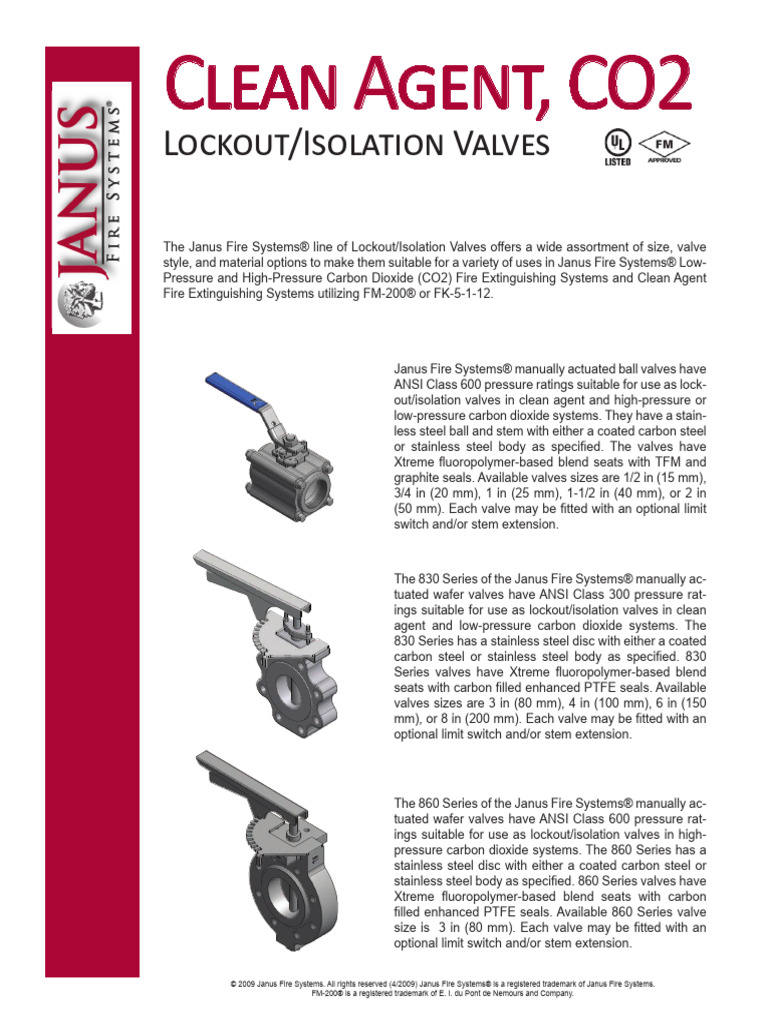 DS1092 Clean Agent CO2 Lockout-Isolation Valves | PDF