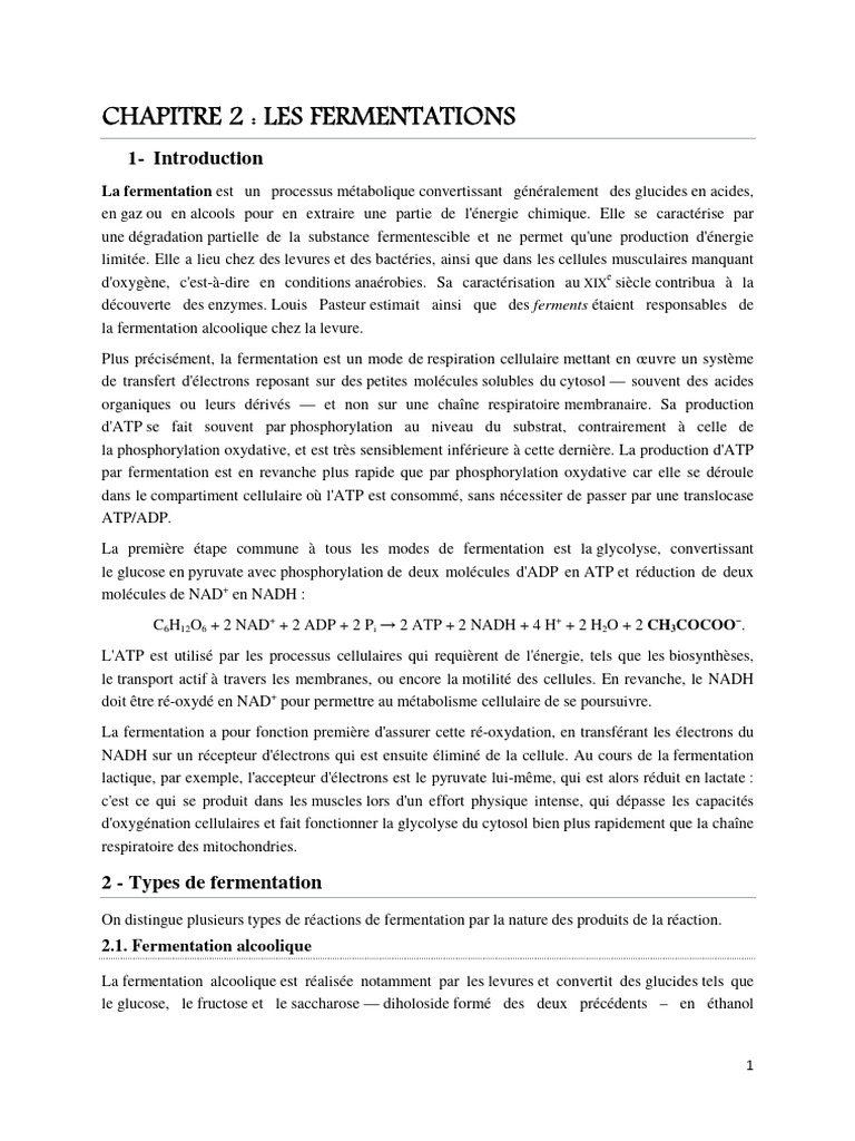 Chap2 - Les Fermentations | PDF