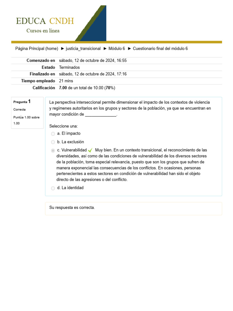 Cuestionario Final Del Módulo 6 | PDF