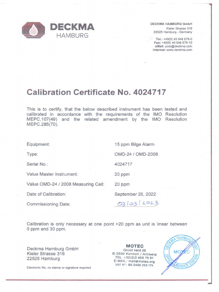 23-2 Calibration 15 PPM | PDF