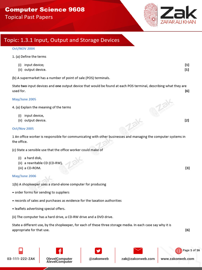 1 3 1 Input Output And Storage Devices Pdf