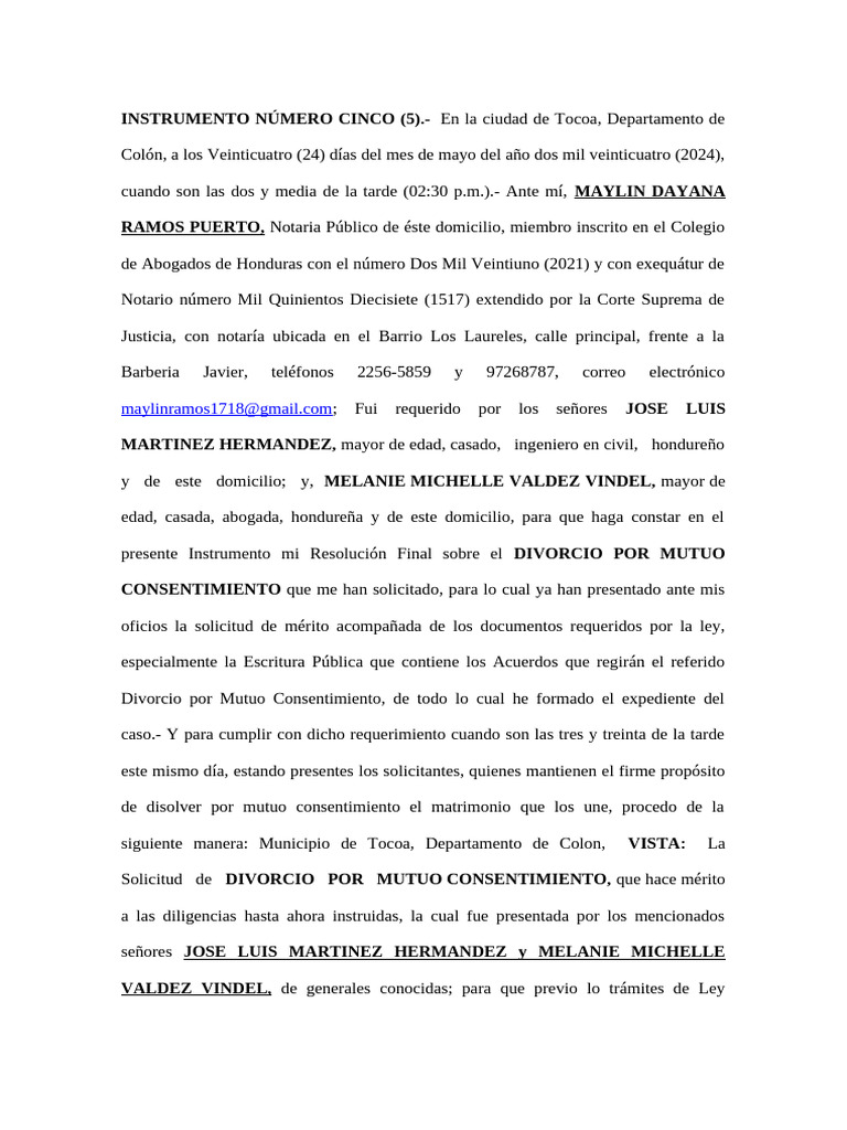 Divorcio Por Mutuo Consentimiento | PDF