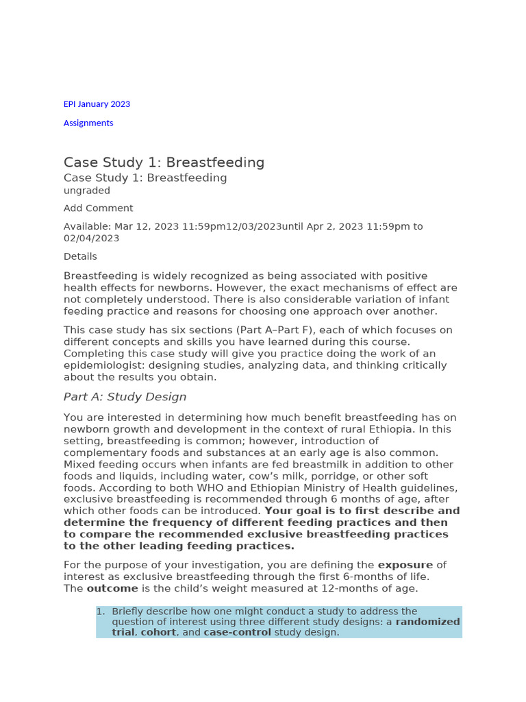 Case Study 1: Breastfeeding | PDF