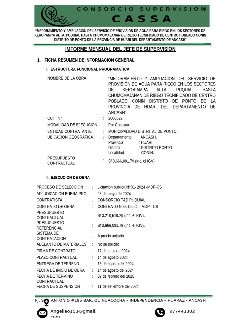 INFORME DEL SUPERVISOR-valo 02 | PDF