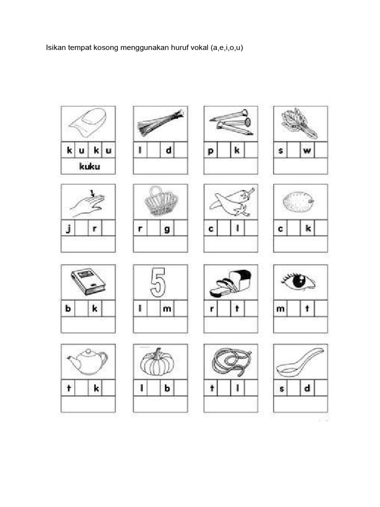 Huruf Vokal Tahun 1 | PDF