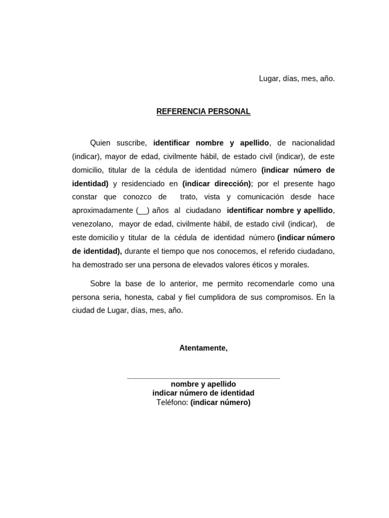 MODELO DE REFERENCIA PERSONAL | PDF