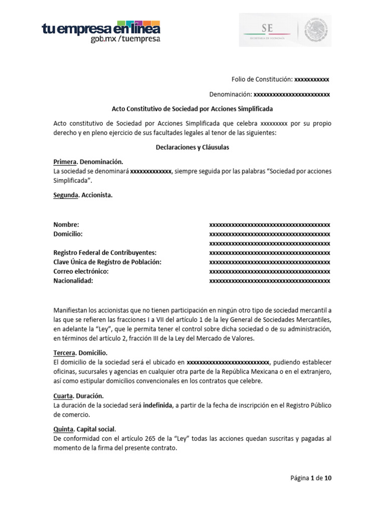 Formato de Constituci-N SAS | PDF