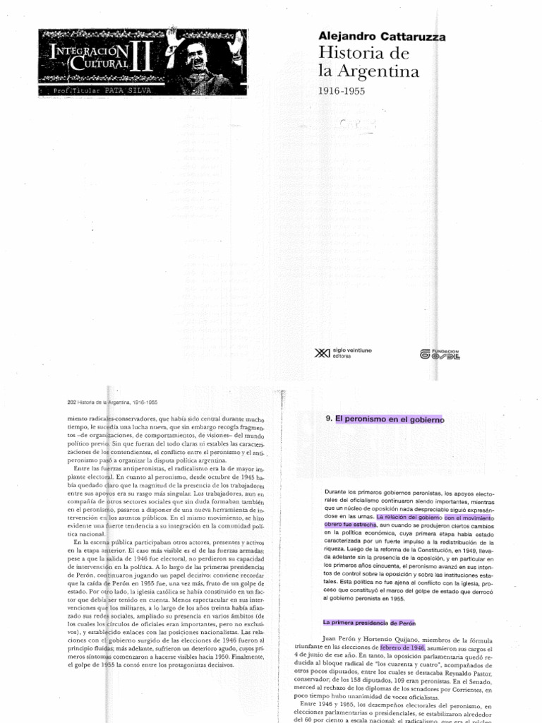 Cattaruzza A - Historia de La Argentina 1916-Cap. 9 | PDF