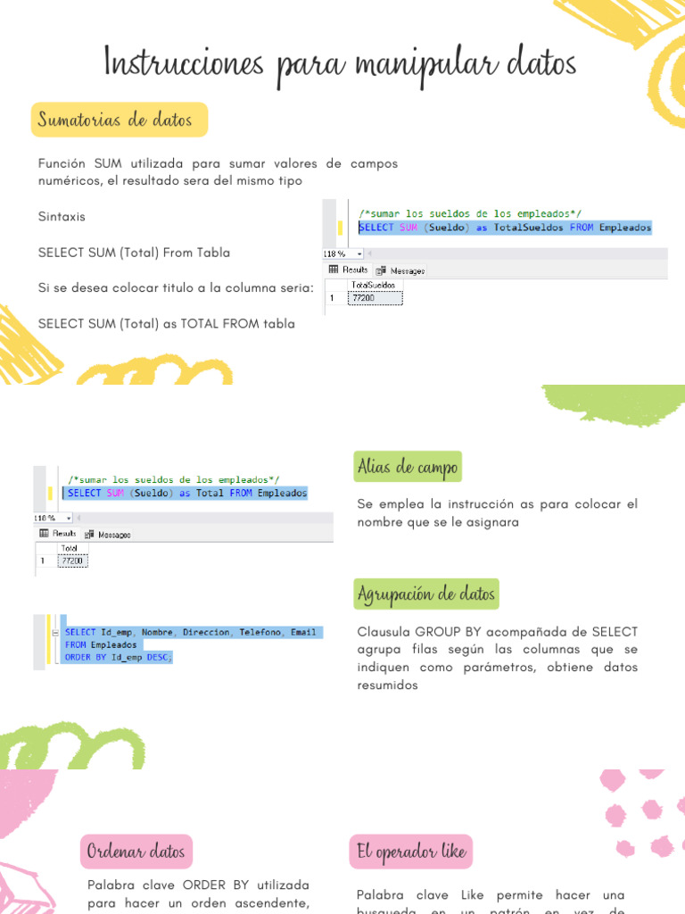 Manejo de Cláusulas y Consultas en SQL | PDF