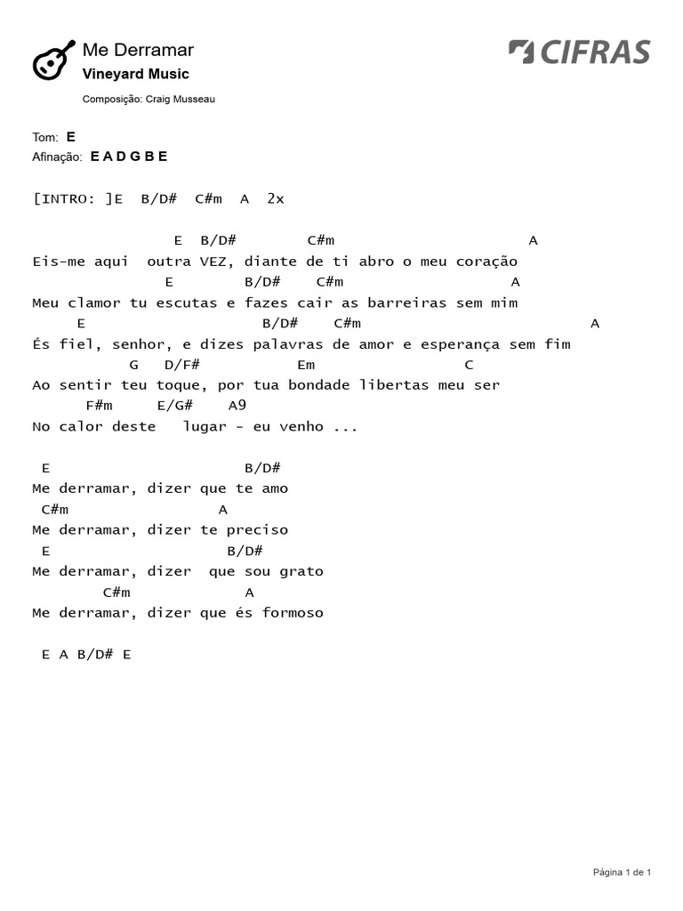 Me Derramar - E - CIFRA | PDF