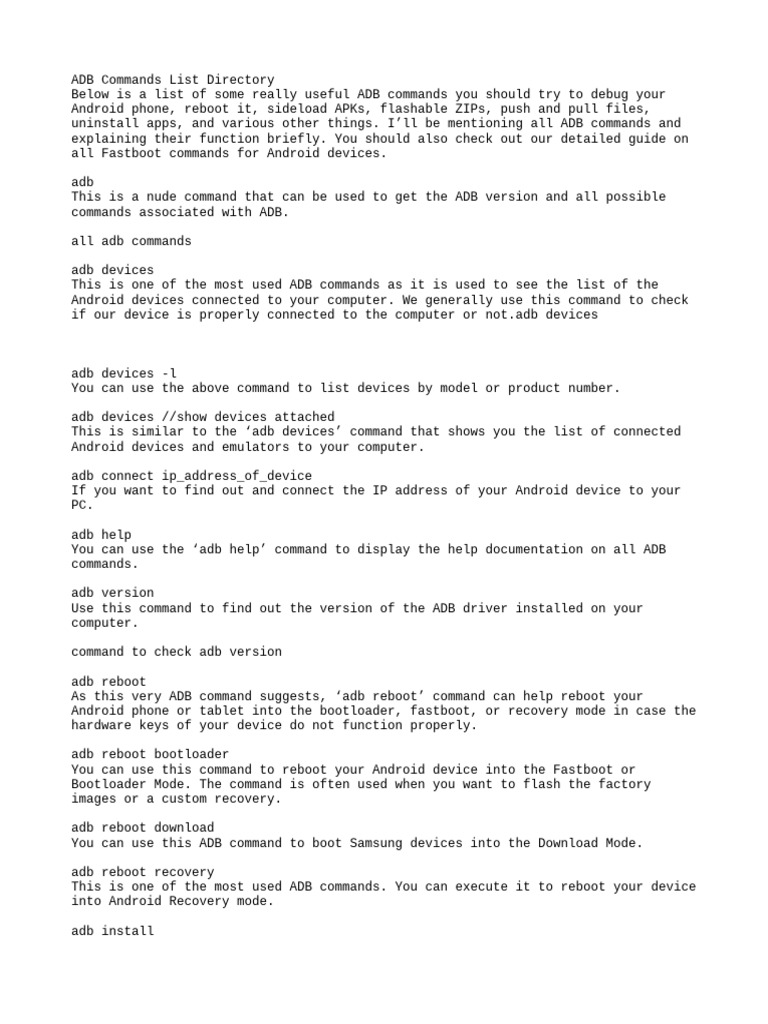 ADB Commands | PDF
