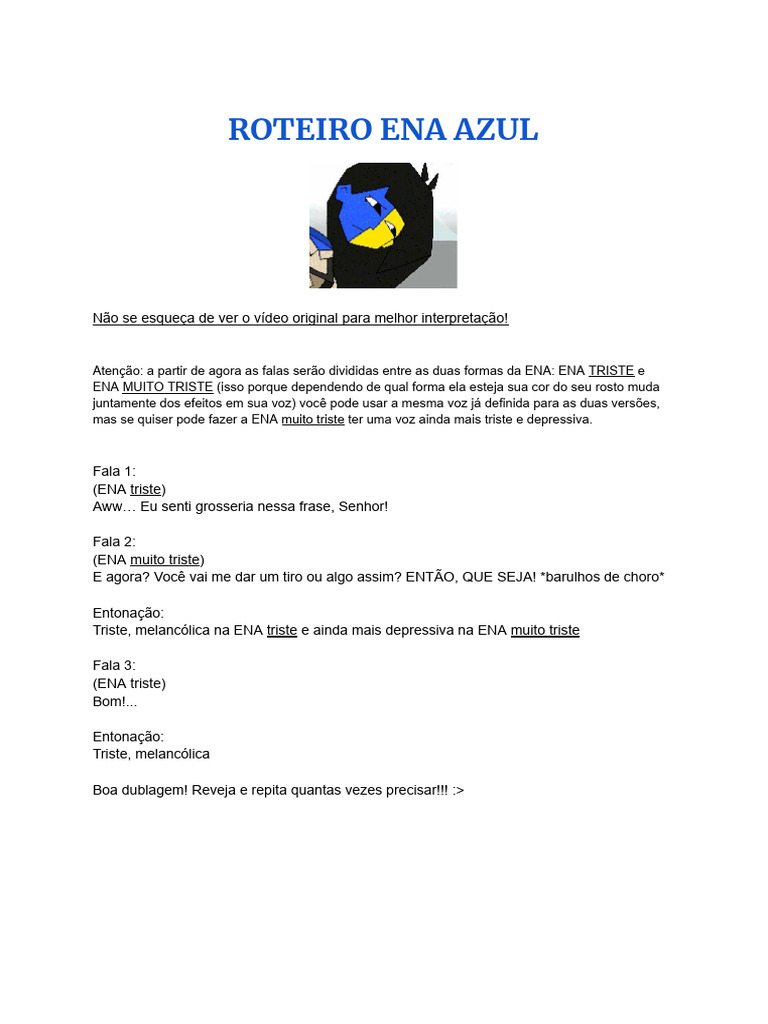 Roteiro Ena Azul EP 2 | PDF | Arte | Poesia