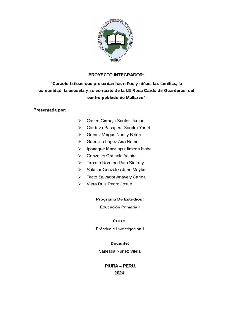 ESTRUCTURA DEL PROYECTO INTEGRADOR CICLO I - 31 - 07 - 2024 (Recuperado) - Aaa (Reparado) | PDF