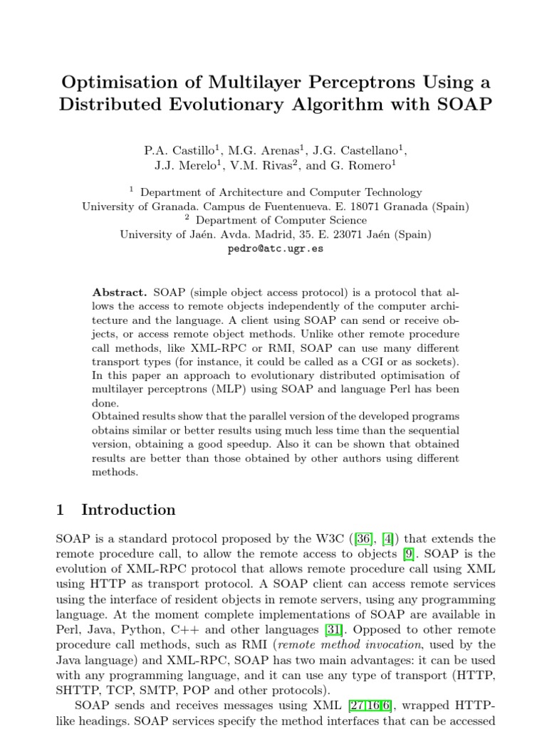 P.A. Castillo Et Al - Optimisation of Multilayer Perceptrons Using A ...
