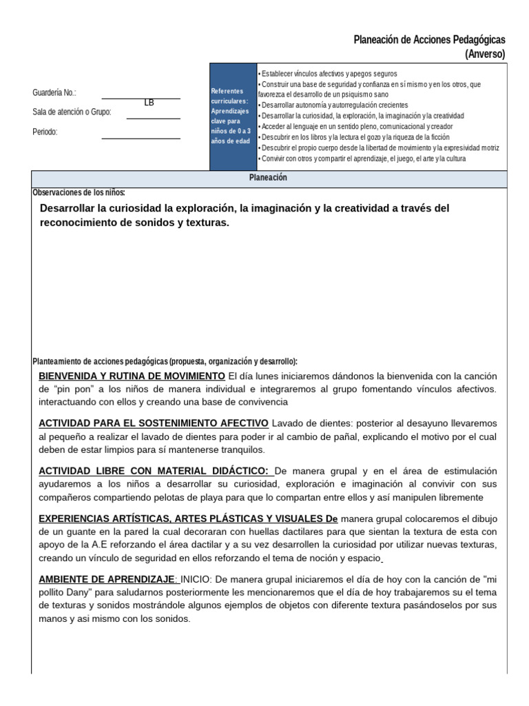 Plan LB Motricidad Fina y Visual | PDF