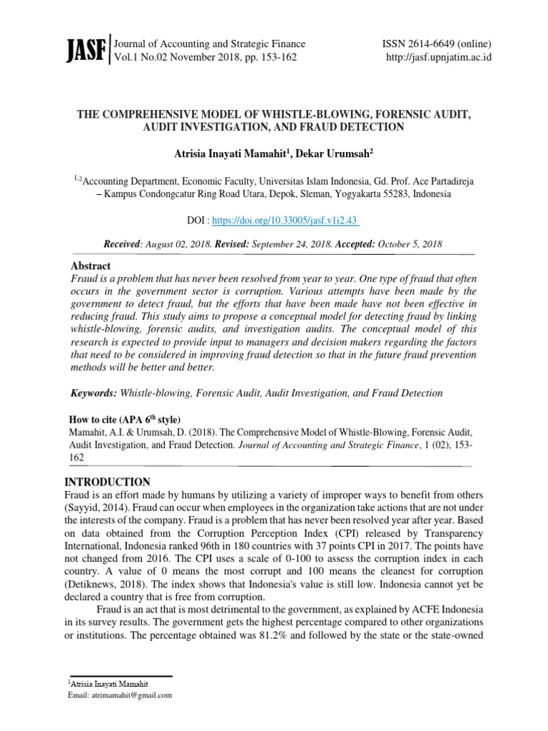 The Comprehensive Model of Whistle Blowi | PDF