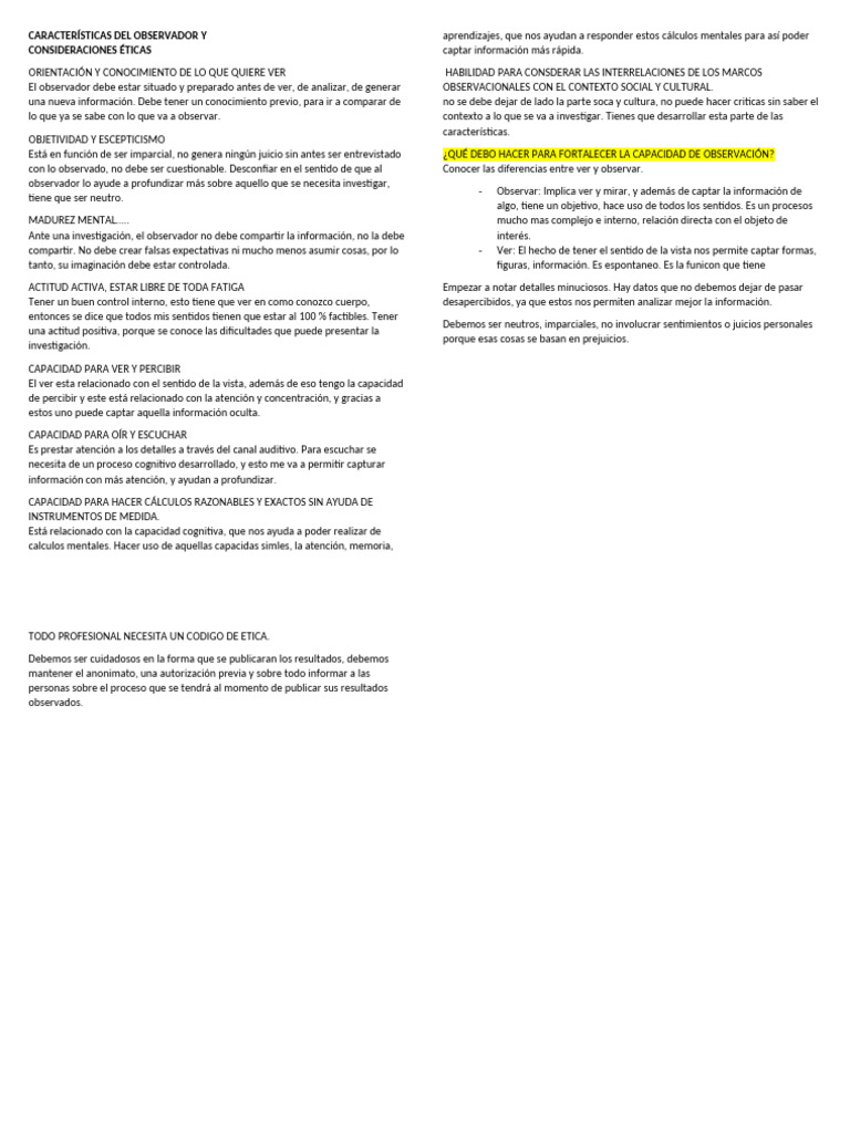 Características Del Observador y | PDF