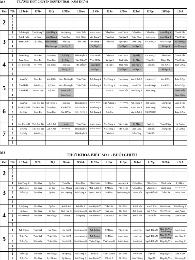 TKB Chiều M3 - So 1 Từ 16 9 Chính Thức | PDF