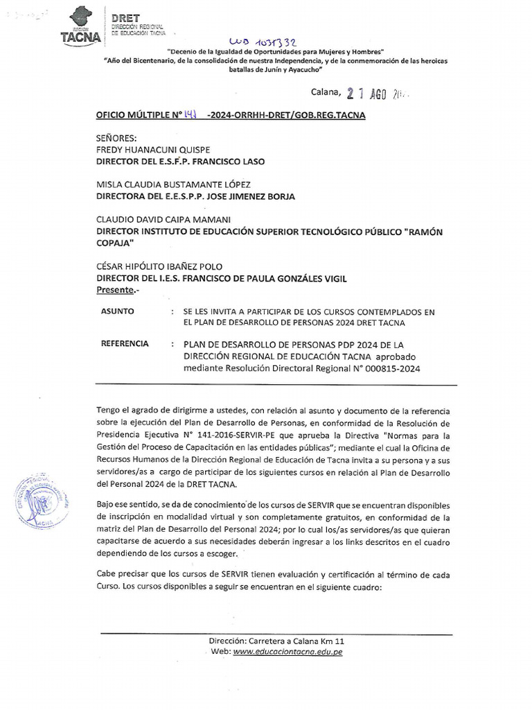 Oficio Multiple #141-2024 | PDF