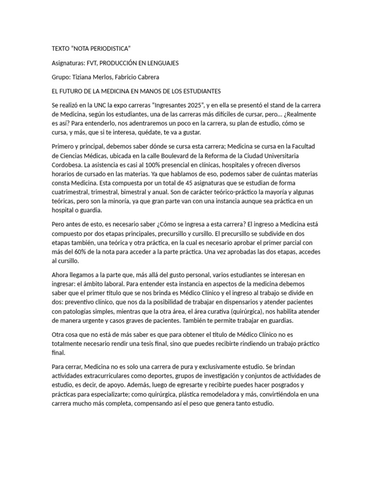 Nota Periodistica | PDF