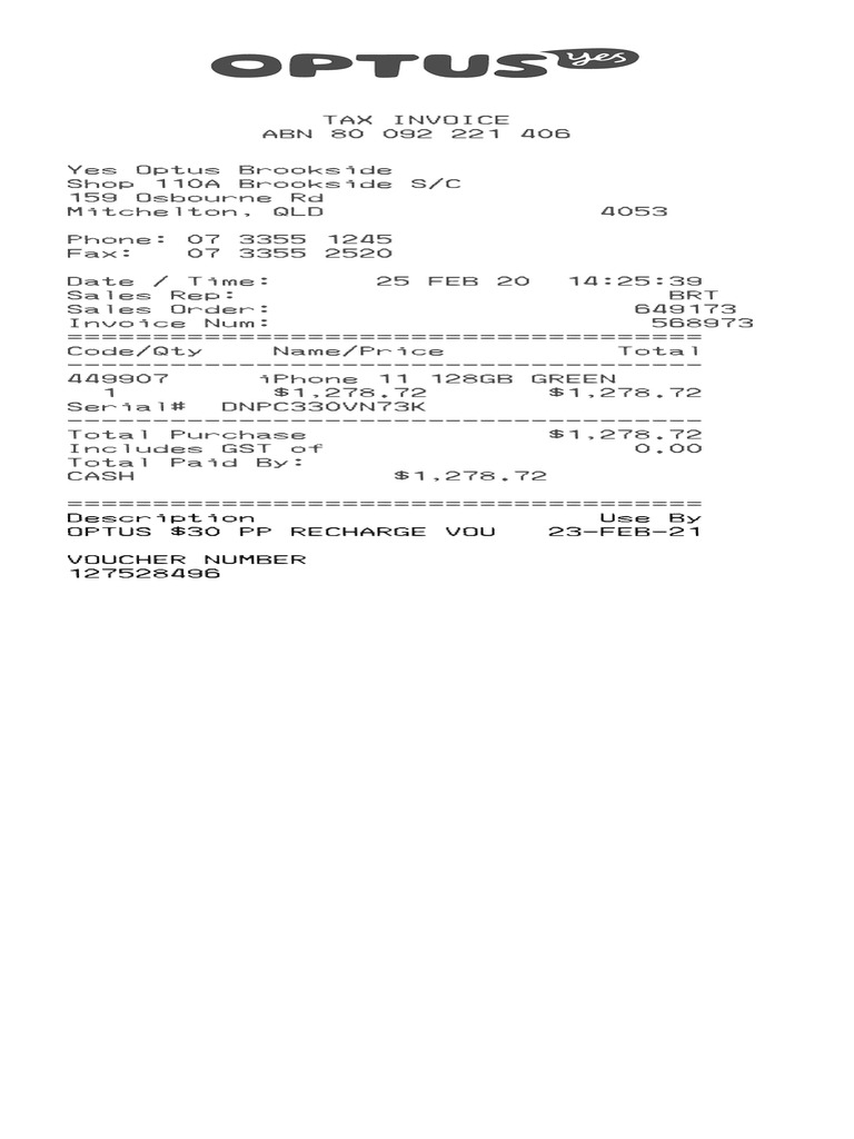 Optus Australia Ipone11 128gb | PDF