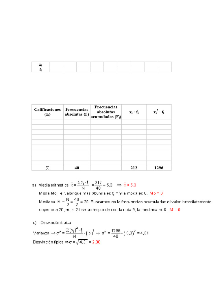 Ejercicios Resueltos Media Mediana Moda - 110628 | PDF