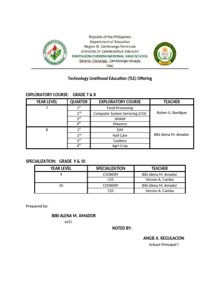 Tle Specialization Offering | PDF