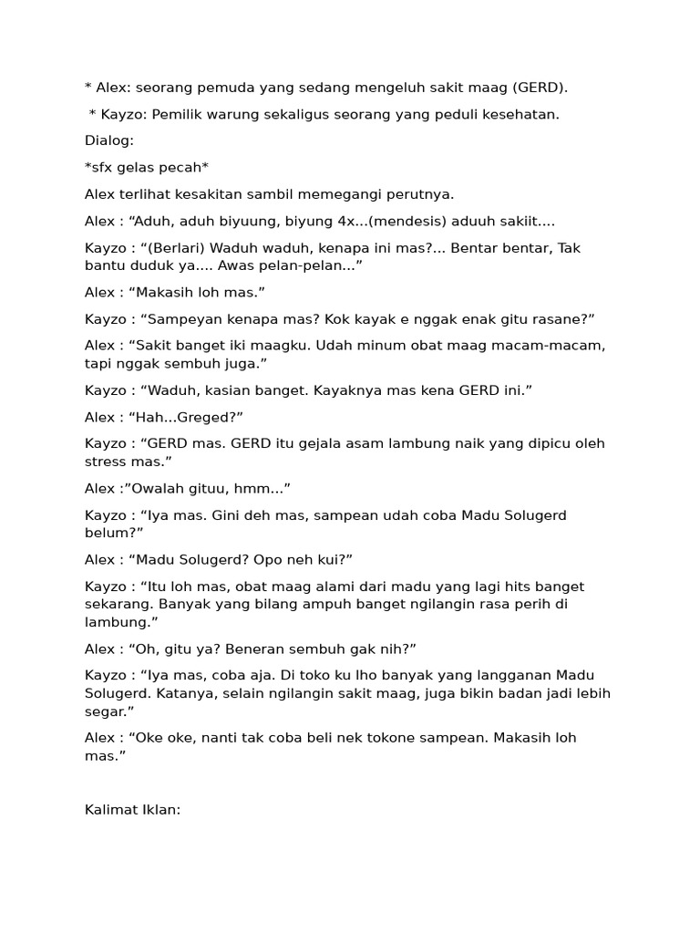 Skrip Dialog Madu Solugerd | PDF