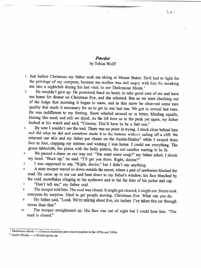 Powder by Tobias Wolff | PDF