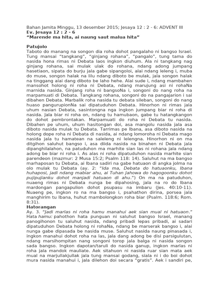 Jamita, Jesaya 12 2 - 6 | PDF