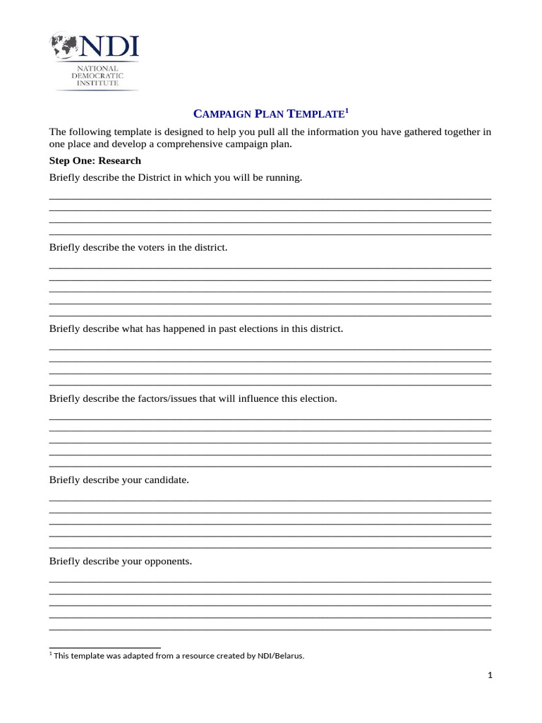 Handout 10 - Campaign Plan Template | PDF
