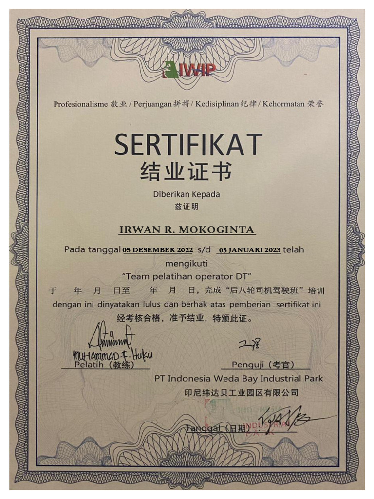 Sertifikat Irwan | PDF